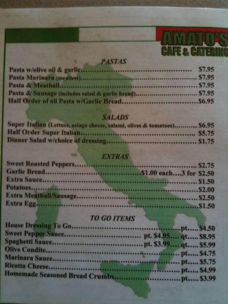 Menu at Amato's Cafe & Catering, Omaha