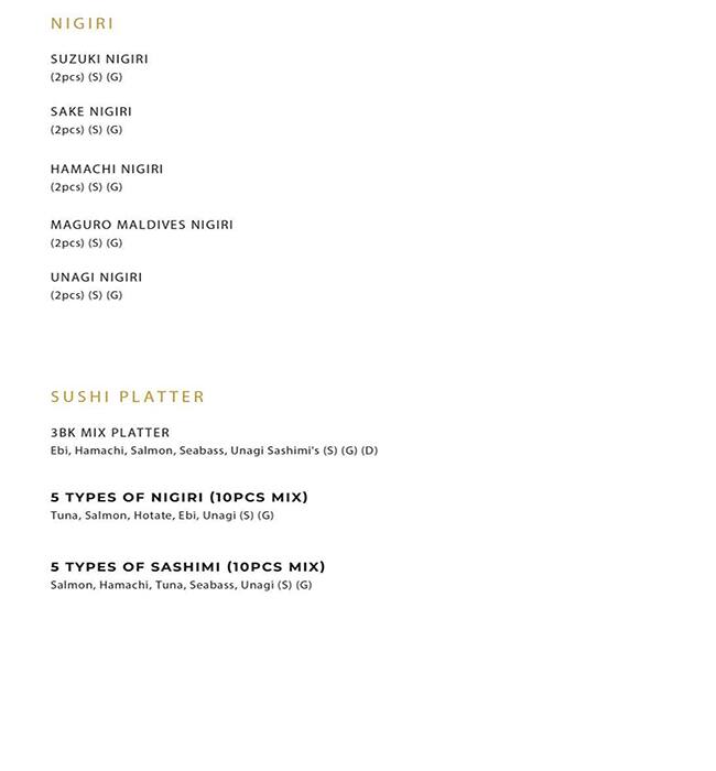 Menu at 3BK Restaurant - Burj Khalifa, Dubai