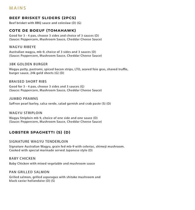 Menu at 3BK Restaurant - Burj Khalifa, Dubai