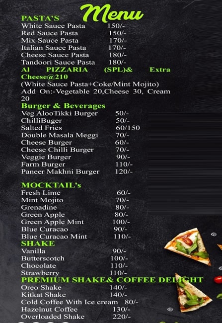 Menu of Al Pizzaria & Foods, Lajpat Nagar 2, New Delhi