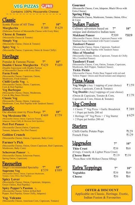 Menu of Jango's Pizza, Borivali East, Mumbai