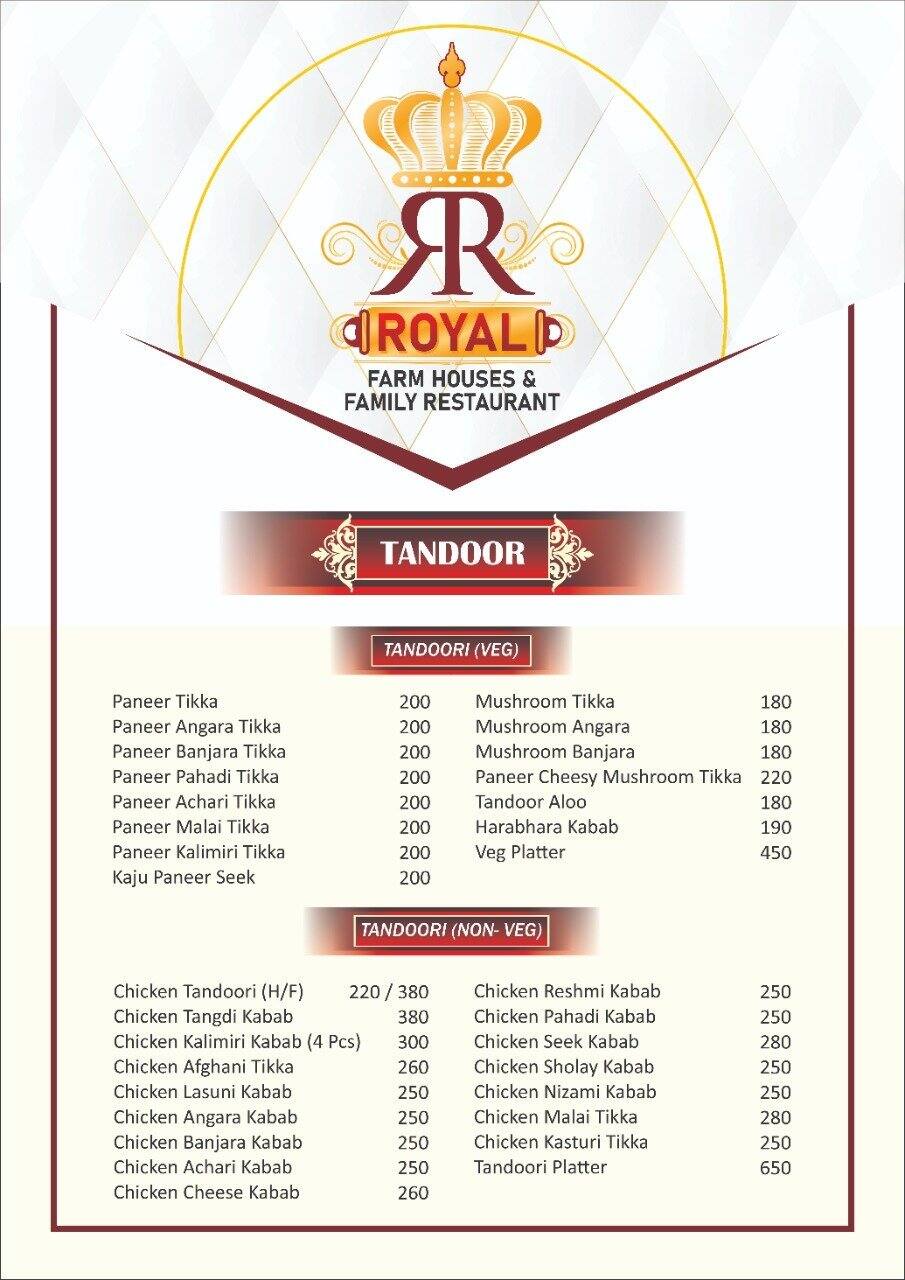 Menu of Royal Farmhouse And Family Restaurant, Undri, Pune
