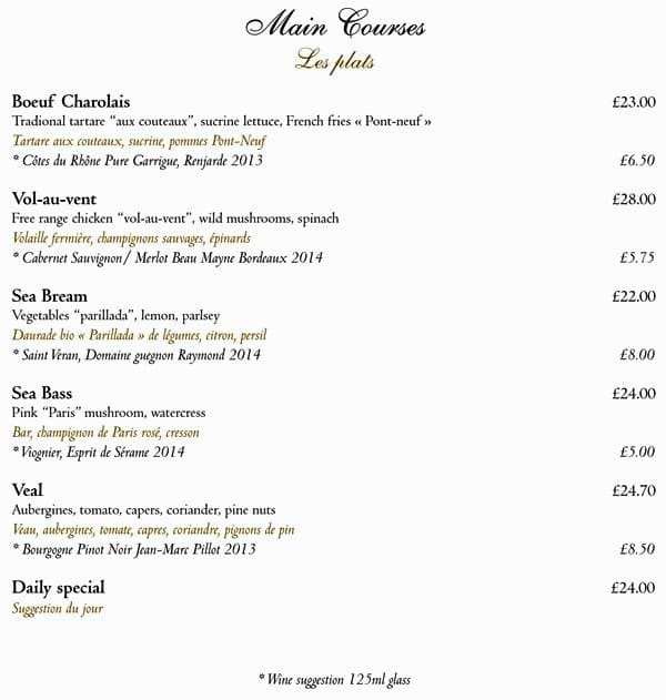 Menu at Ladurée cafe, London, 1 The Market