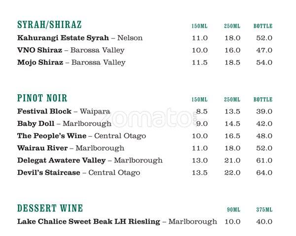 Menu at Villager pub & bar, Auckland, Upland Rd