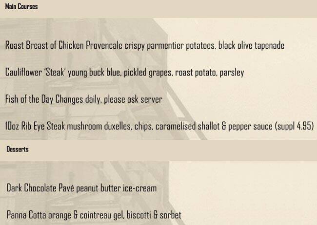 Menu at Bow Lane Social Club, Dublin