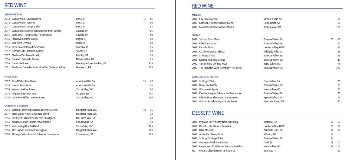 Menu at Cafe del Mar Sydney, Sydney, 35 Wheat Rd