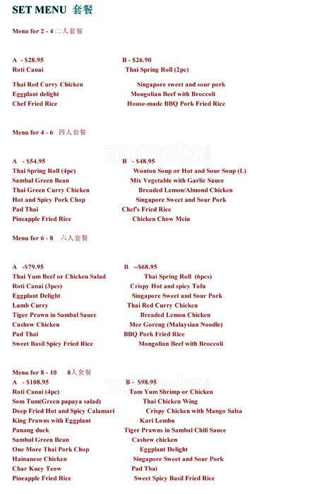Menu at One More Thai Restaurant, Surrey