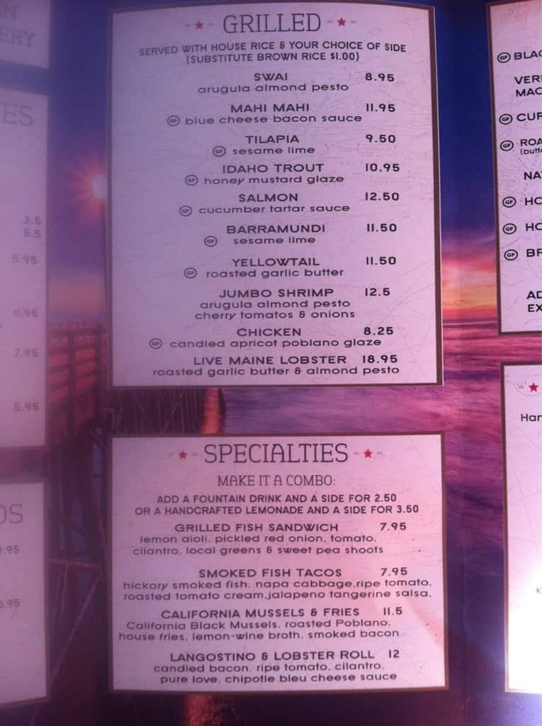 Menu at Pier 76 Fish Grill restaurant, Long Beach, 95 Pine Ave