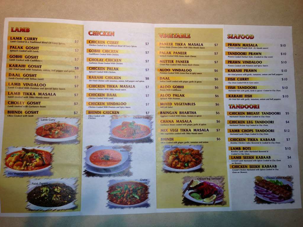 Menu at Naan n Curry restaurant, Concord