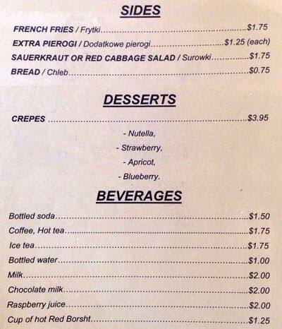 Menu at Taste Of Europe restaurant, Matthews