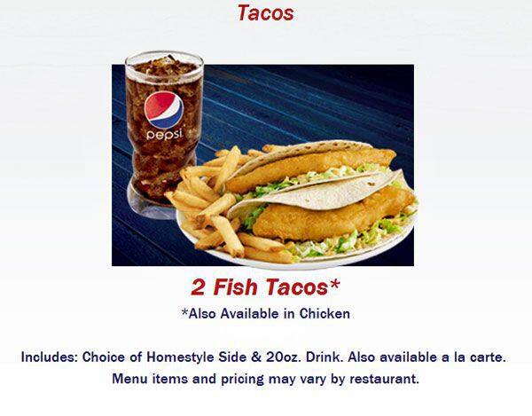 Menu at Long John Silver's fast food, Converse