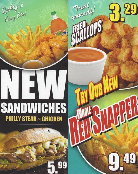 Menu at Sharks Fish & Chicken restaurant, Chicago, 250 E 35th St