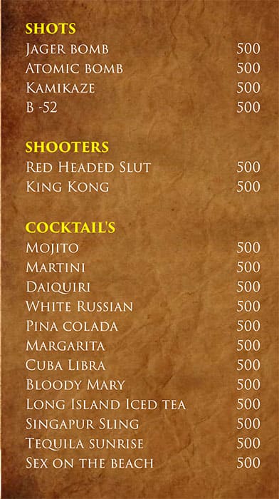 Menu at Phantom, Gurugram, Shop 48 & 49