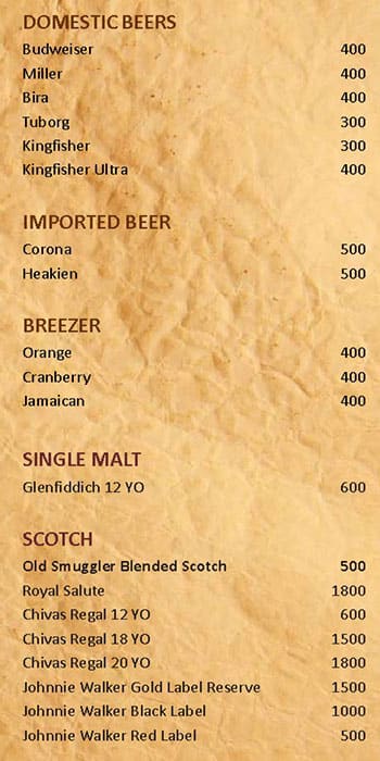 Menu at Phantom, Gurugram, Shop 48 & 49