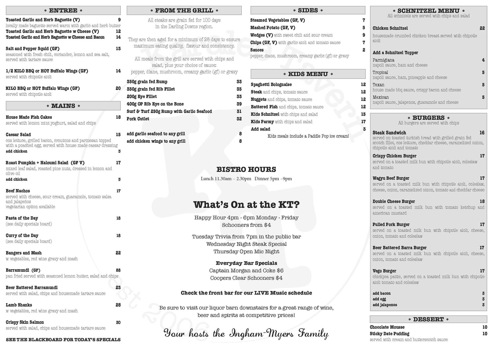 Menu at Karalee Tavern pub & bar, Karalee, 84 Junction Rd Menu at Karalee Tavern pub & bar, Karalee, 84 Junction Rd