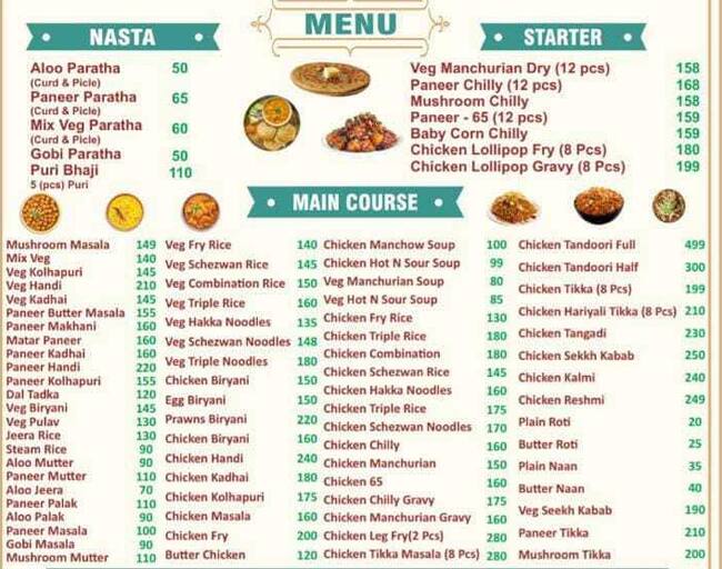 Menu of Indian Tadka, Virar, Mumbai