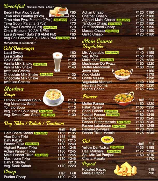 Menu of Principe Restaurant, Vasundhara, Ghaziabad