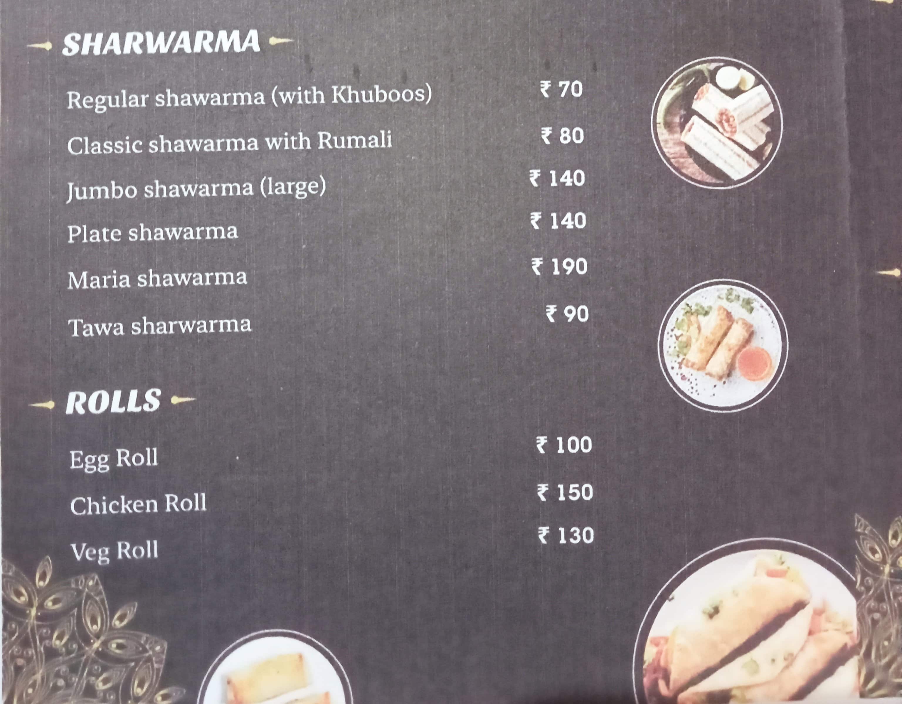 Menu of The Arabian Shawarma, Vijay Nagar, Bangalore