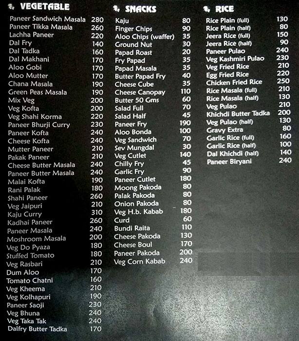 Menu at Papeda Bar And Restaurant, Nagpur