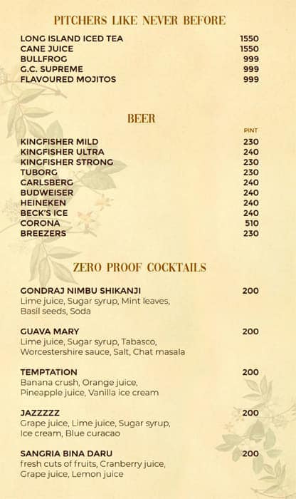 Menu of Hotel Grand Central, Chembur, Mumbai
