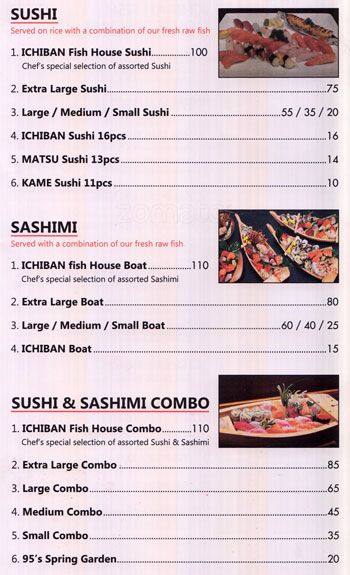 Menu at Ichiban Fish House restaurant, Toronto, 15 Spring Garden Ave