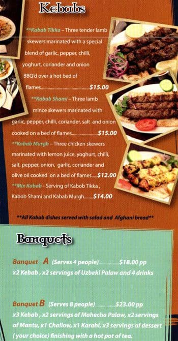 Menu at Mazar Restaurant, Merrylands