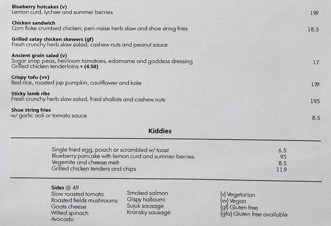 Menu at Crowded House restaurant, Williamstown