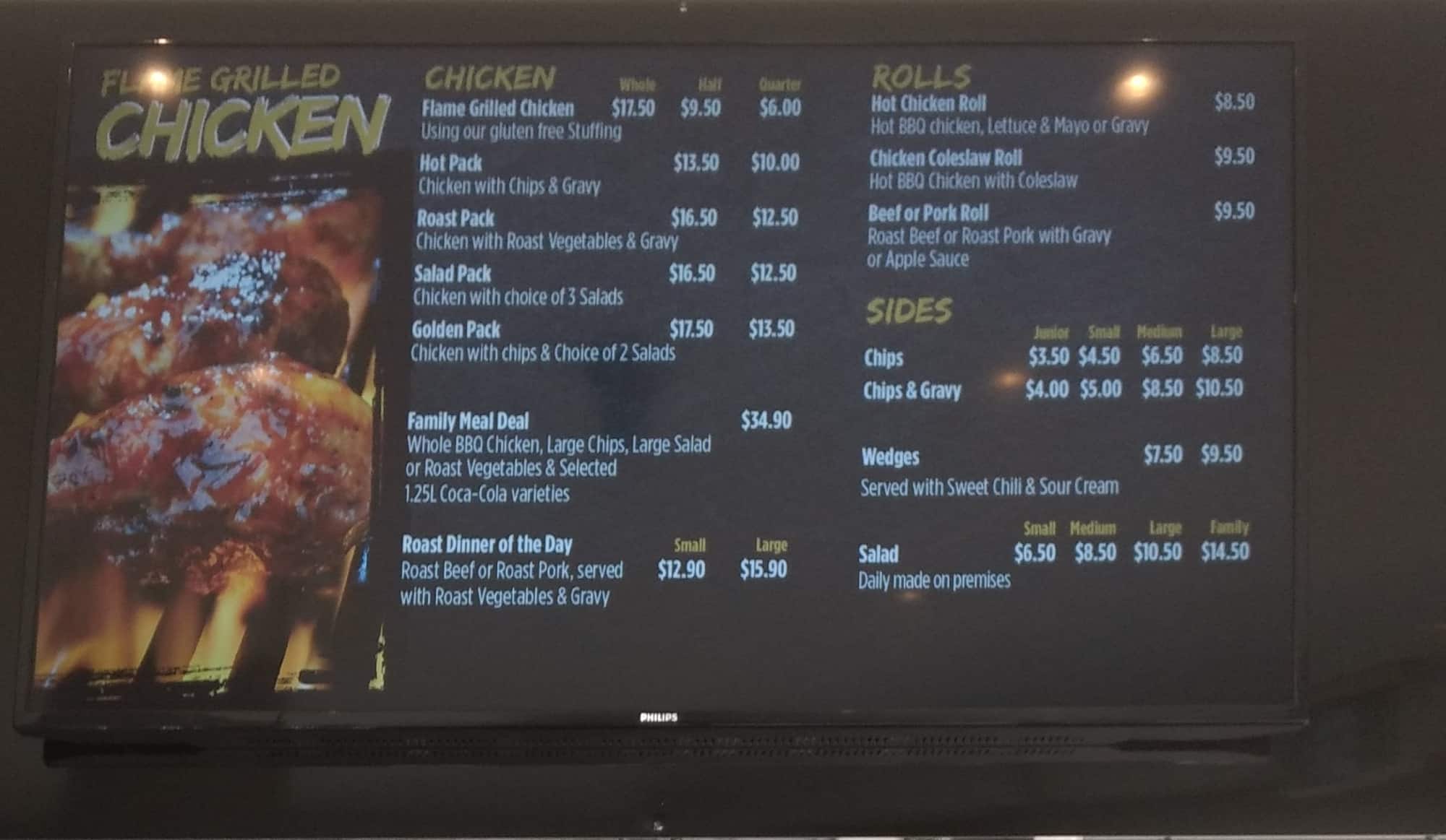 Menu at Golden Chicken restaurant, Brookvale