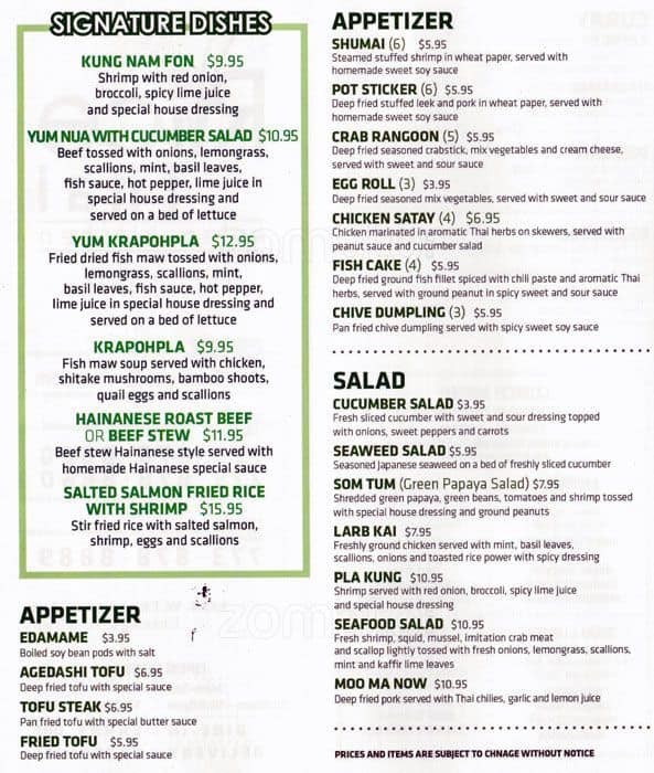 Rice Thai Asian Kitchen Menu, Menu for Rice Thai Asian Kitchen ...