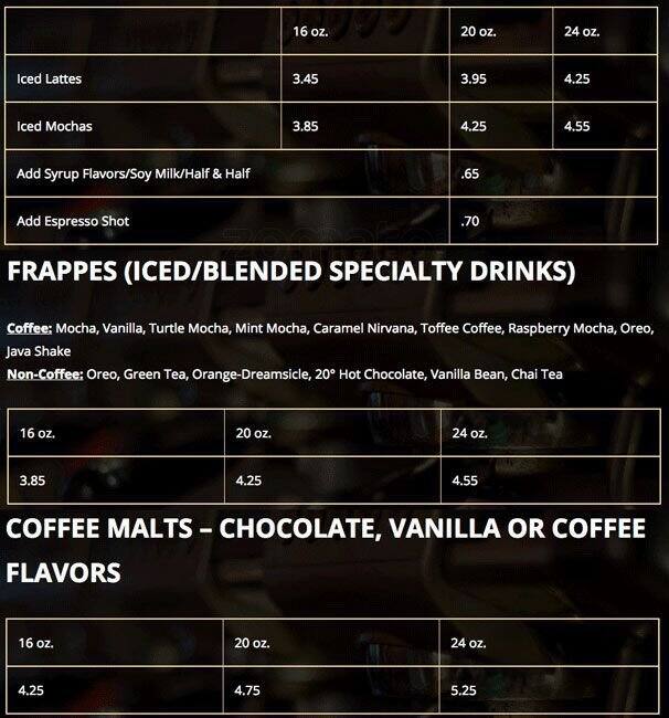 Menu at The Coffee Dog Roastery & Coffee House, Bastrop