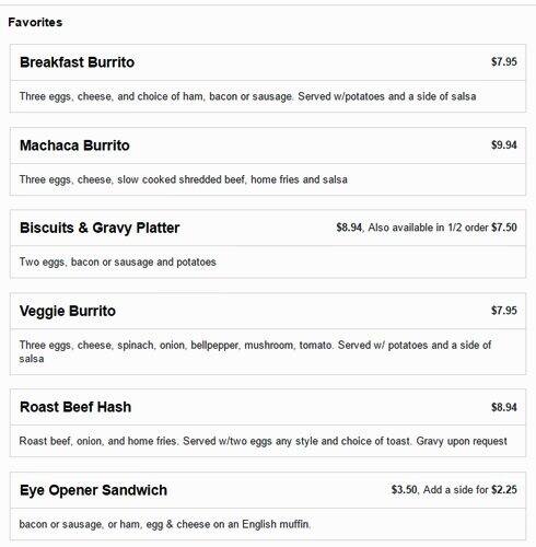 Menu at Mel Dog's Cafe, Elk Grove