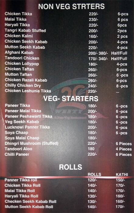 Menu at Twenty 20 Take Away, Jaipur