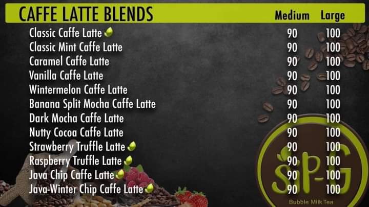 Menu at Sip-G Milk Tea, Cainta