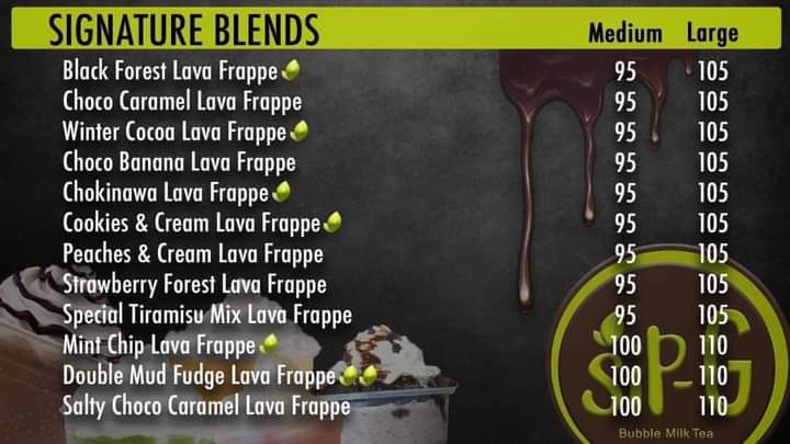 Menu at Sip-G Milk Tea, Cainta