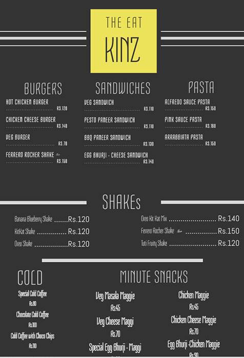 Menu of The Eat Kinz, Baner, Pune