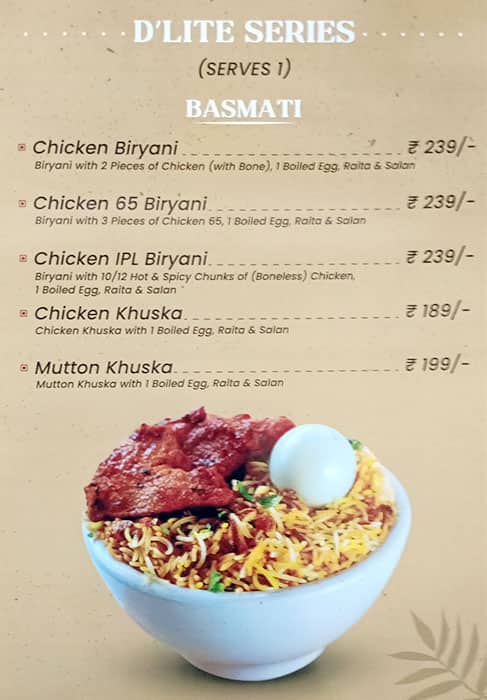 Menu at Mani's Dum Biryani - HRBR Layout, Bengaluru