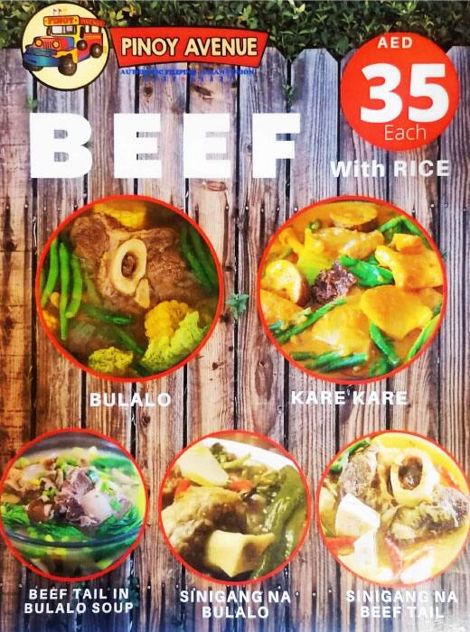 Menu at Pinoy Avenue Restaurant, Abu Dhabi
