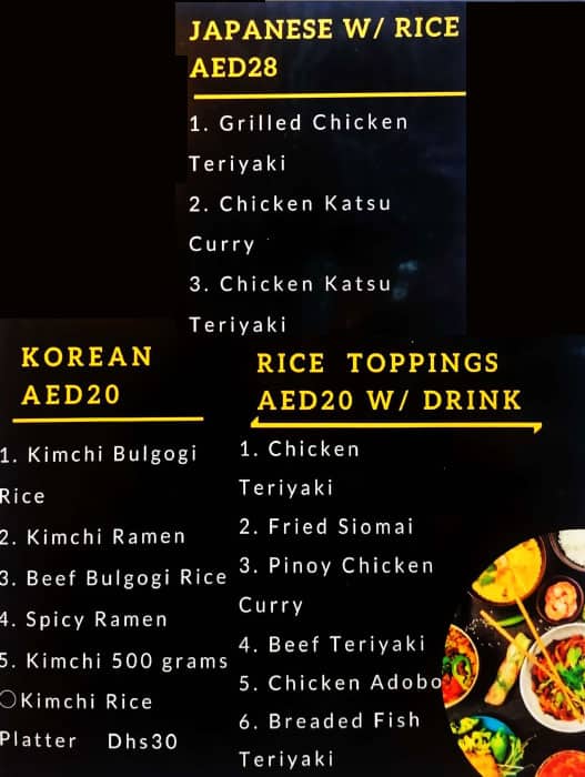 Menu at Pinoy Avenue Restaurant, Abu Dhabi