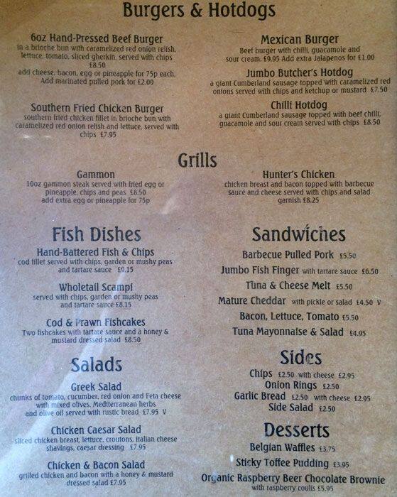 Menu at John Snow pub & bar, London