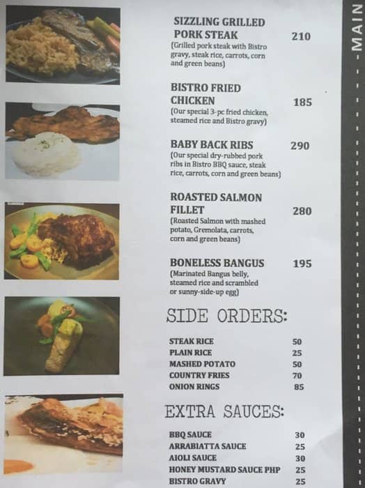 Menu at Chef's Bistro, Marikina, 771 Gil Fernando Street