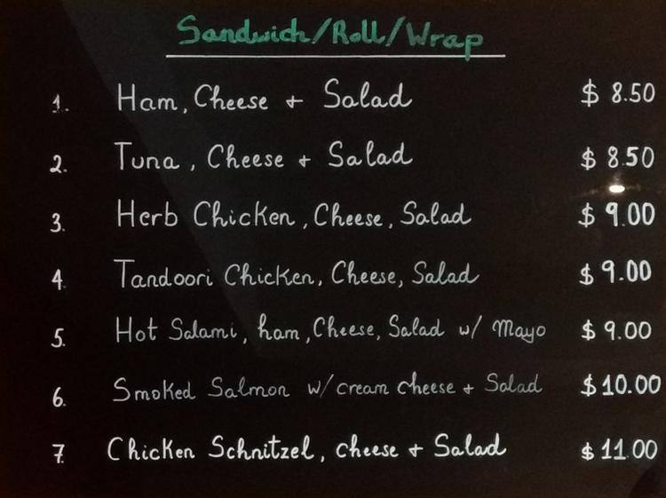 Menu at Ladybird Cafe, Collingwood