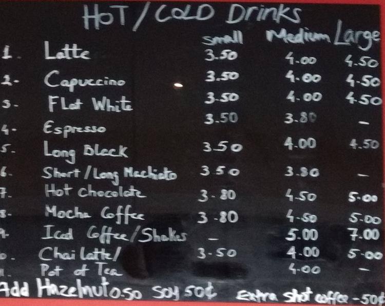 Menu at Ladybird Cafe, Collingwood