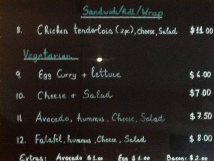 Menu at Ladybird Cafe, Collingwood