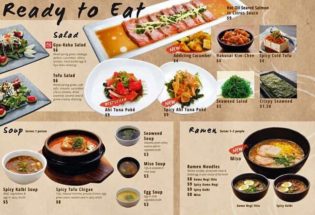 Menu at Gyu-Kaku Japanese BBQ, Chicago, 210 E Ohio St