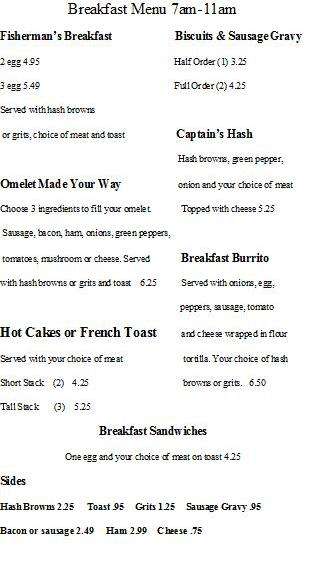 Menu at Indian Point Floating Cafe, Branson