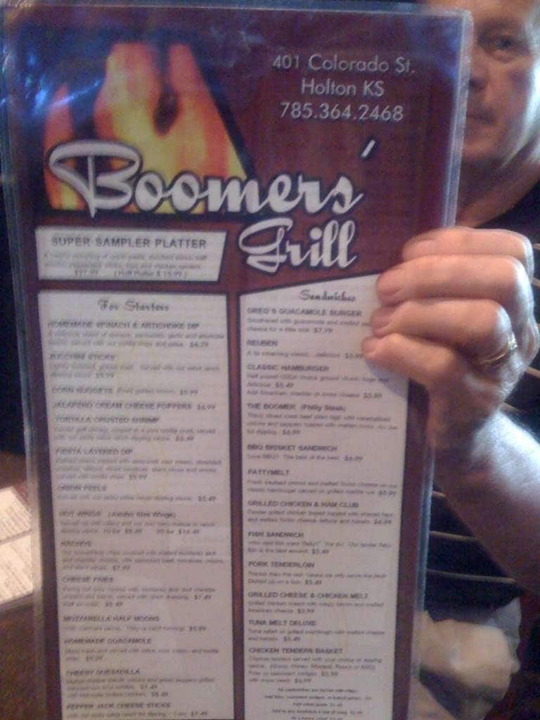 Menu at Boomers Grill pub & bar, Holton
