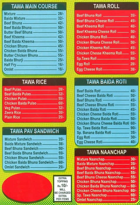 Tawa Menu, Menu for Tawa, Mohammad Ali Road, Mumbai - Zomato