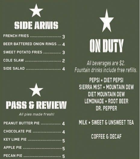 Menu at Beer Army Gastropub, New Bern