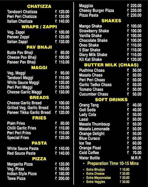 Menu at Chatar patar Chennai, Chennai, 3/2