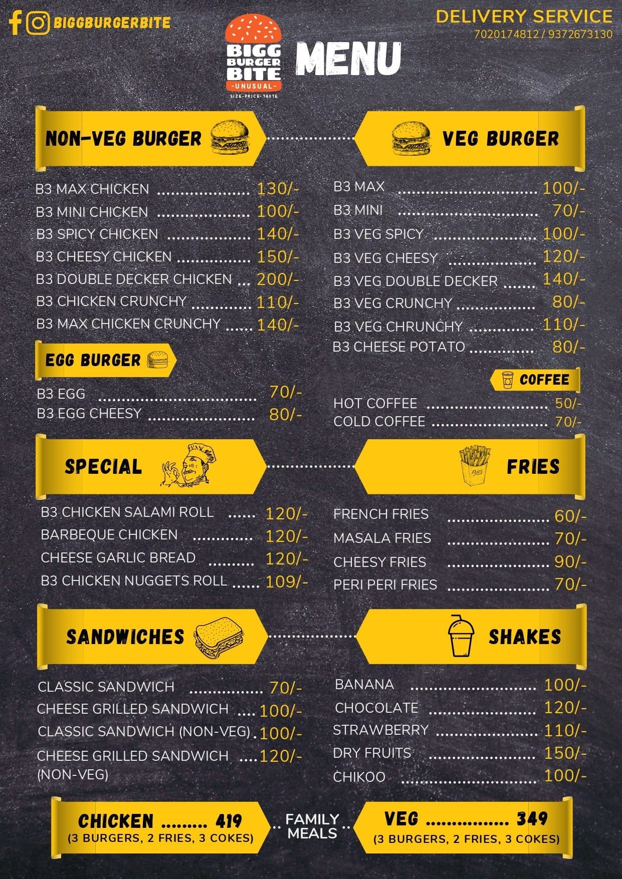 Menu of Bigg Burger Bite, Parijat Nagar, Nashik